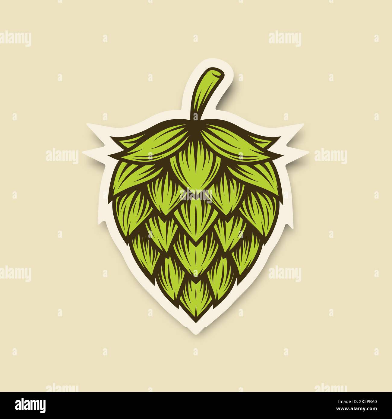 Vector Green Hand Drawn Cartoon Hop Design Template for Sticker, Logo ...