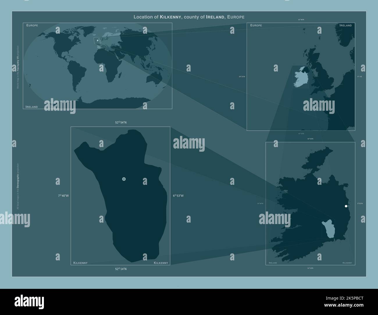 Kilkenny, county of Ireland. Diagram showing the location of the region ...