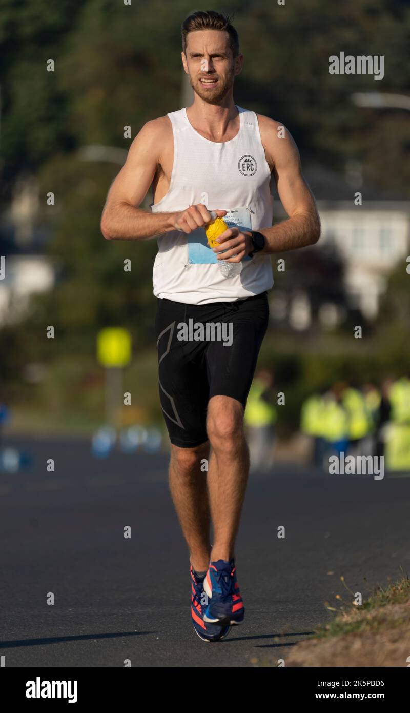 A runner on Beach Drive in the Royal Victoria Marathon on October 9 ...