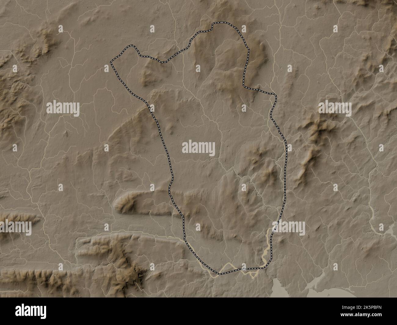 Kilkenny, county of Ireland. Elevation map colored in sepia tones with ...