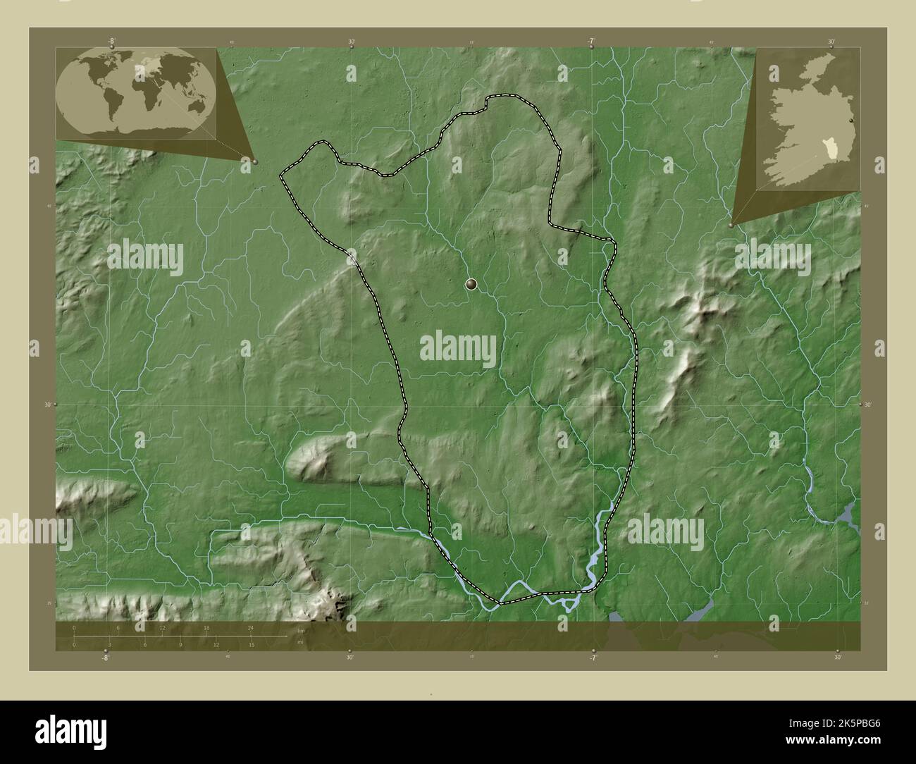 Kilkenny, county of Ireland. Elevation map colored in wiki style with ...