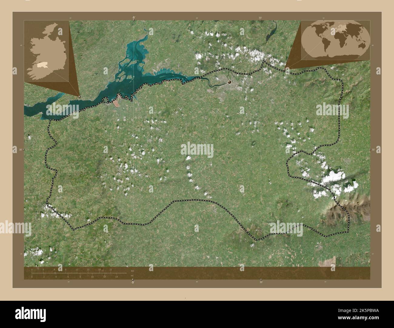 Limerick, county of Ireland. Low resolution satellite map. Corner ...