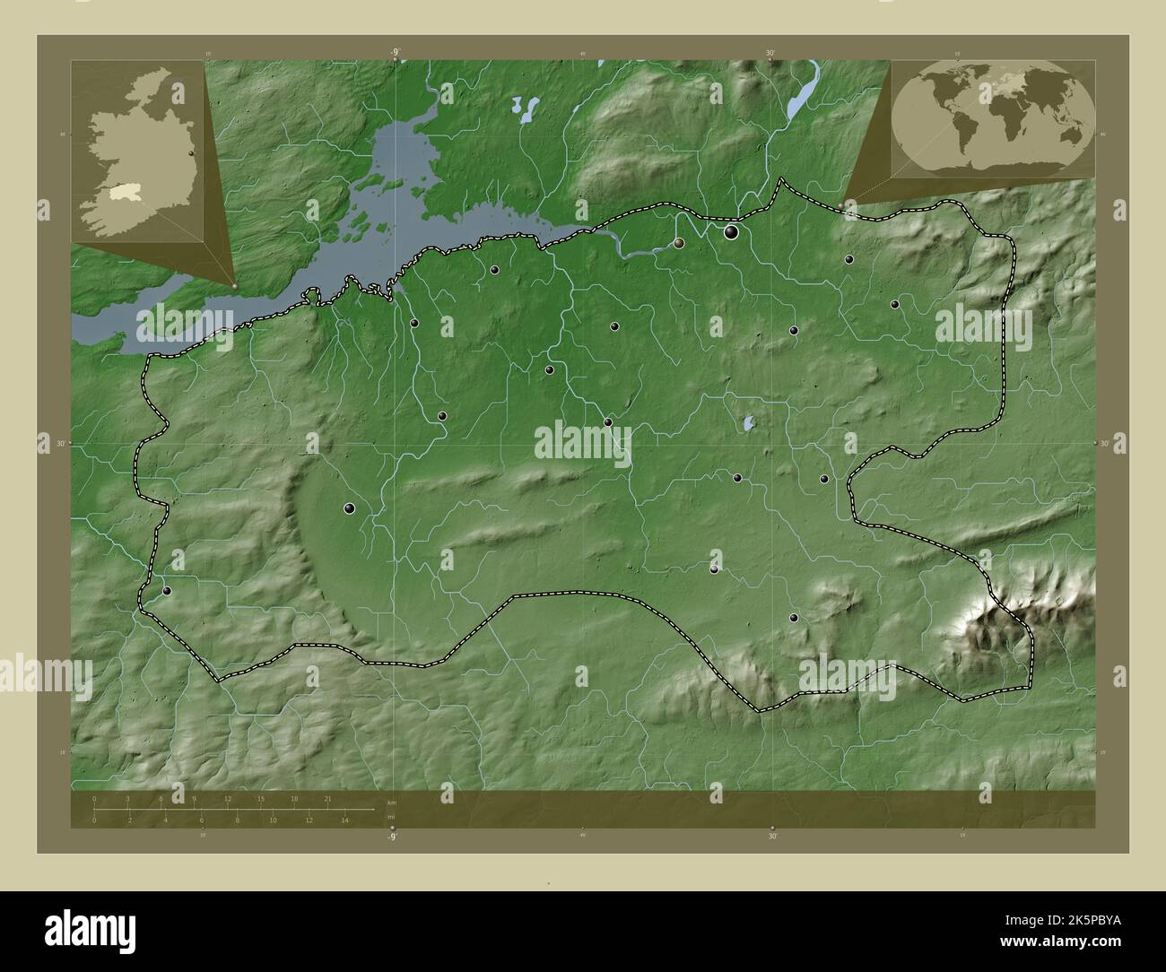Limerick, county of Ireland. Elevation map colored in wiki style with ...