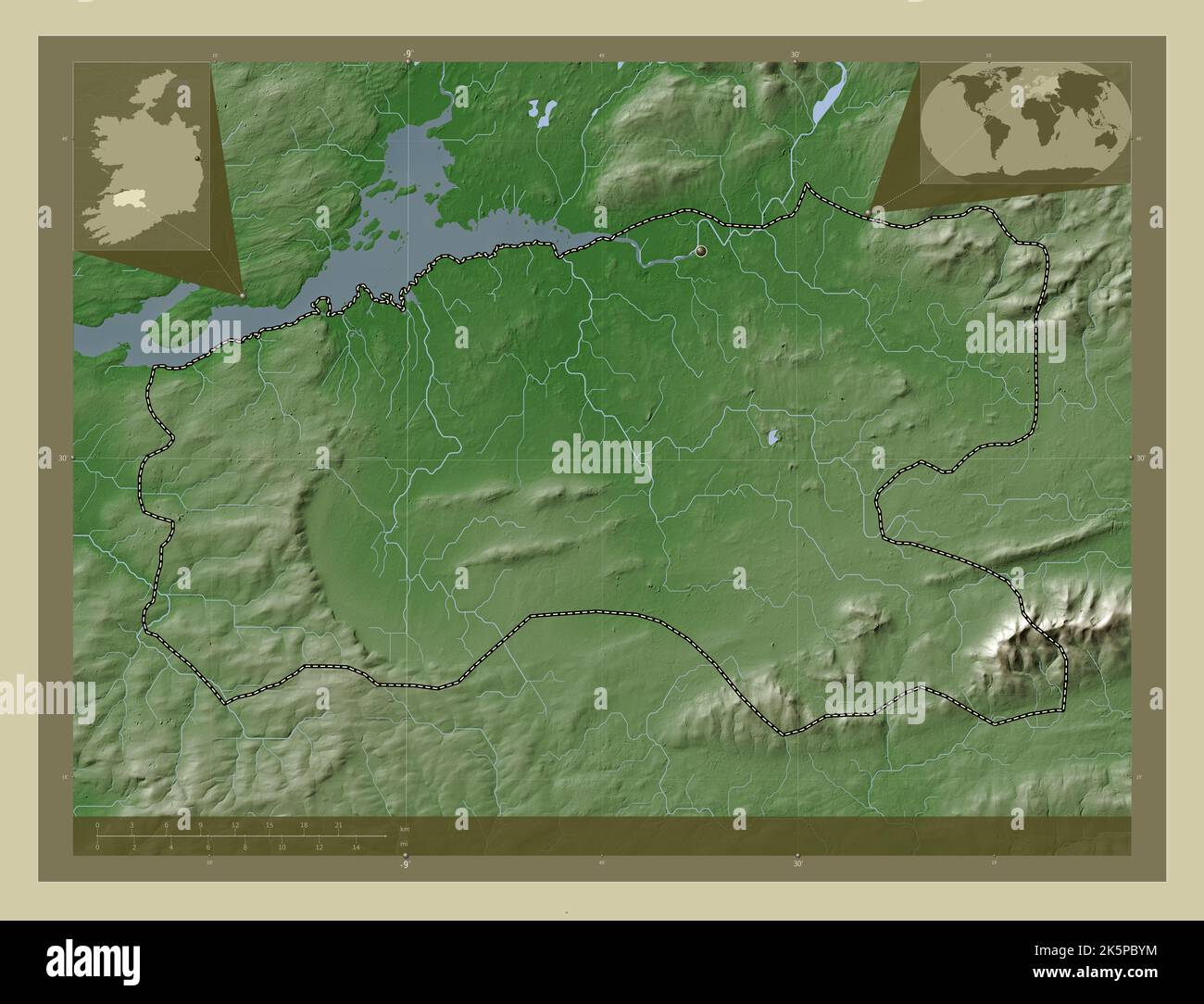 Limerick, county of Ireland. Elevation map colored in wiki style with ...