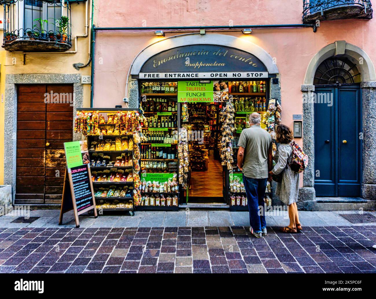 A delicatessen store in Como, Italy, Enosalumeria del Centro ...