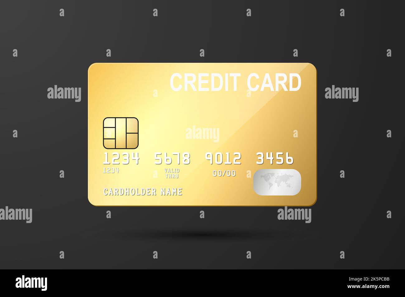 Vector 3d Realistic Yellow Golden Credit Card on Black Background ...