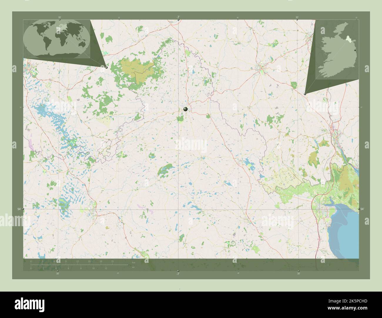 Monaghan, county of Ireland. Open Street Map. Corner auxiliary location ...