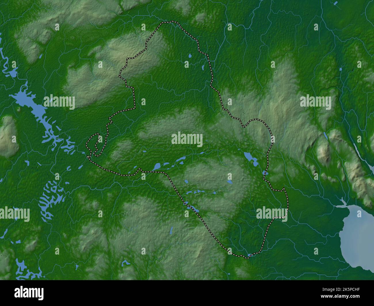 Monaghan, county of Ireland. Colored elevation map with lakes and ...