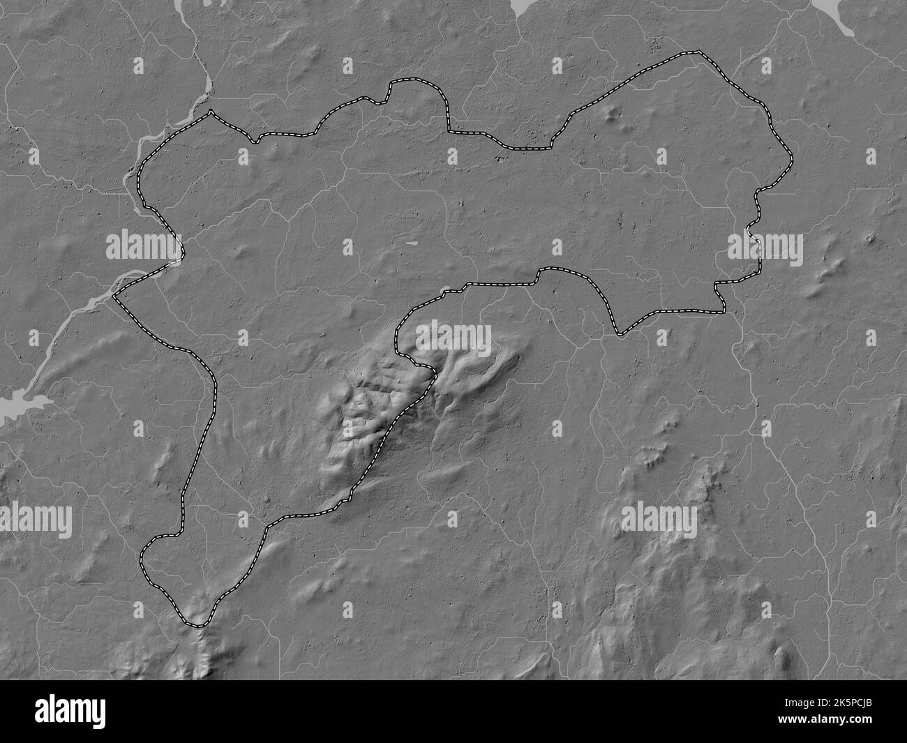 Offaly, county of Ireland. Bilevel elevation map with lakes and rivers ...