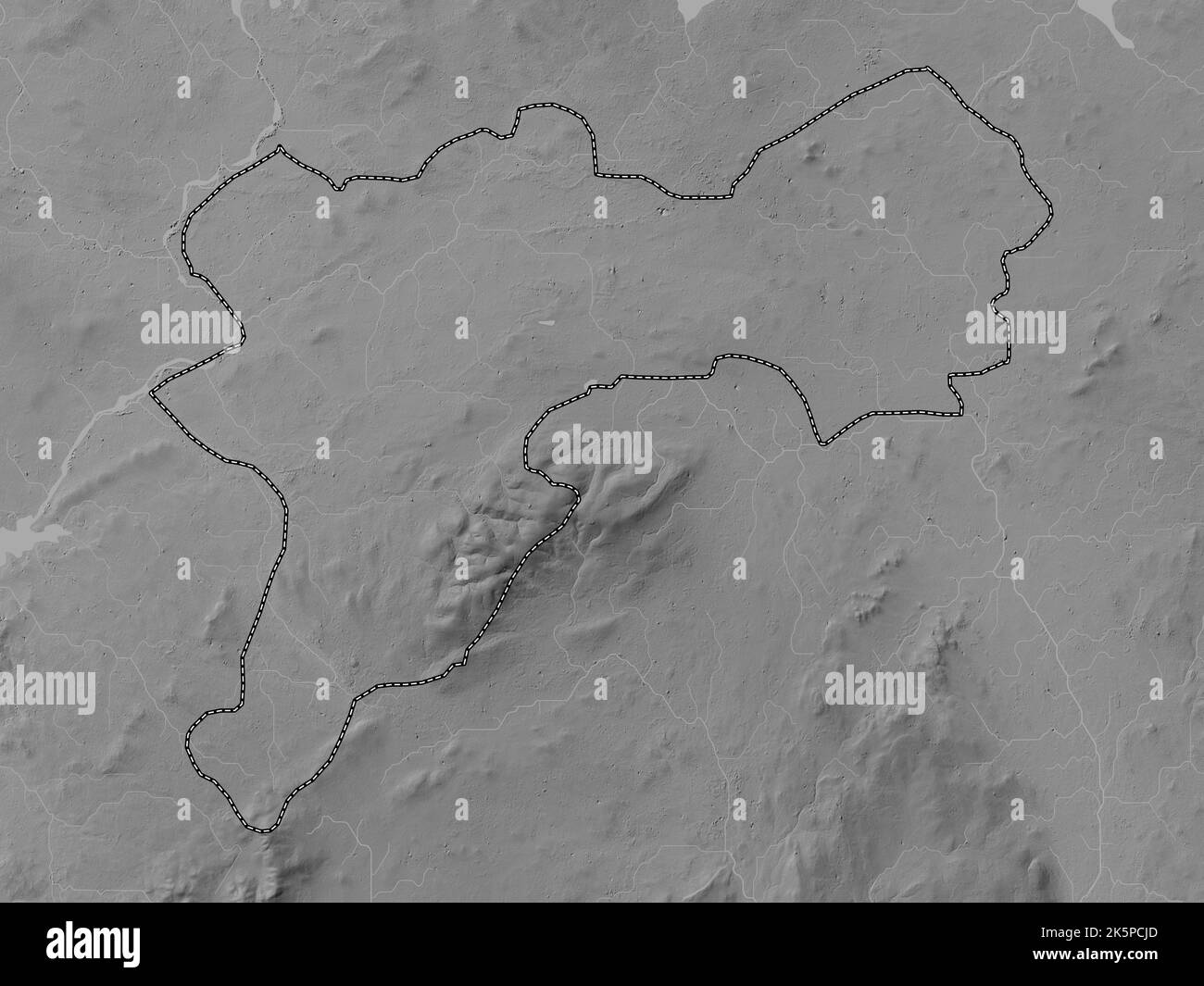 Offaly, county of Ireland. Grayscale elevation map with lakes and ...