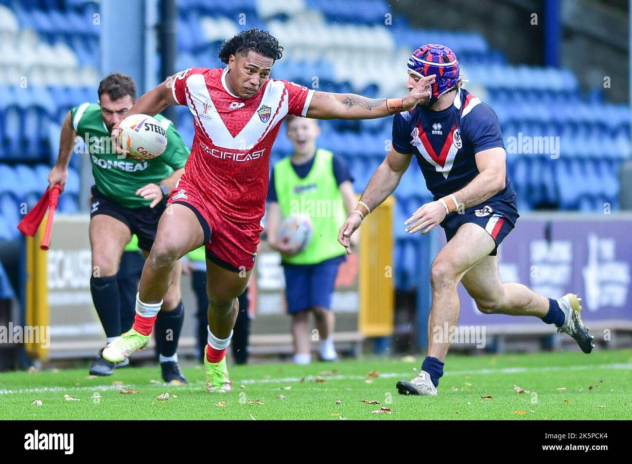 Halifax, England -8th October 2022 - Tesi Niu of Tonga in action. Rugby ...