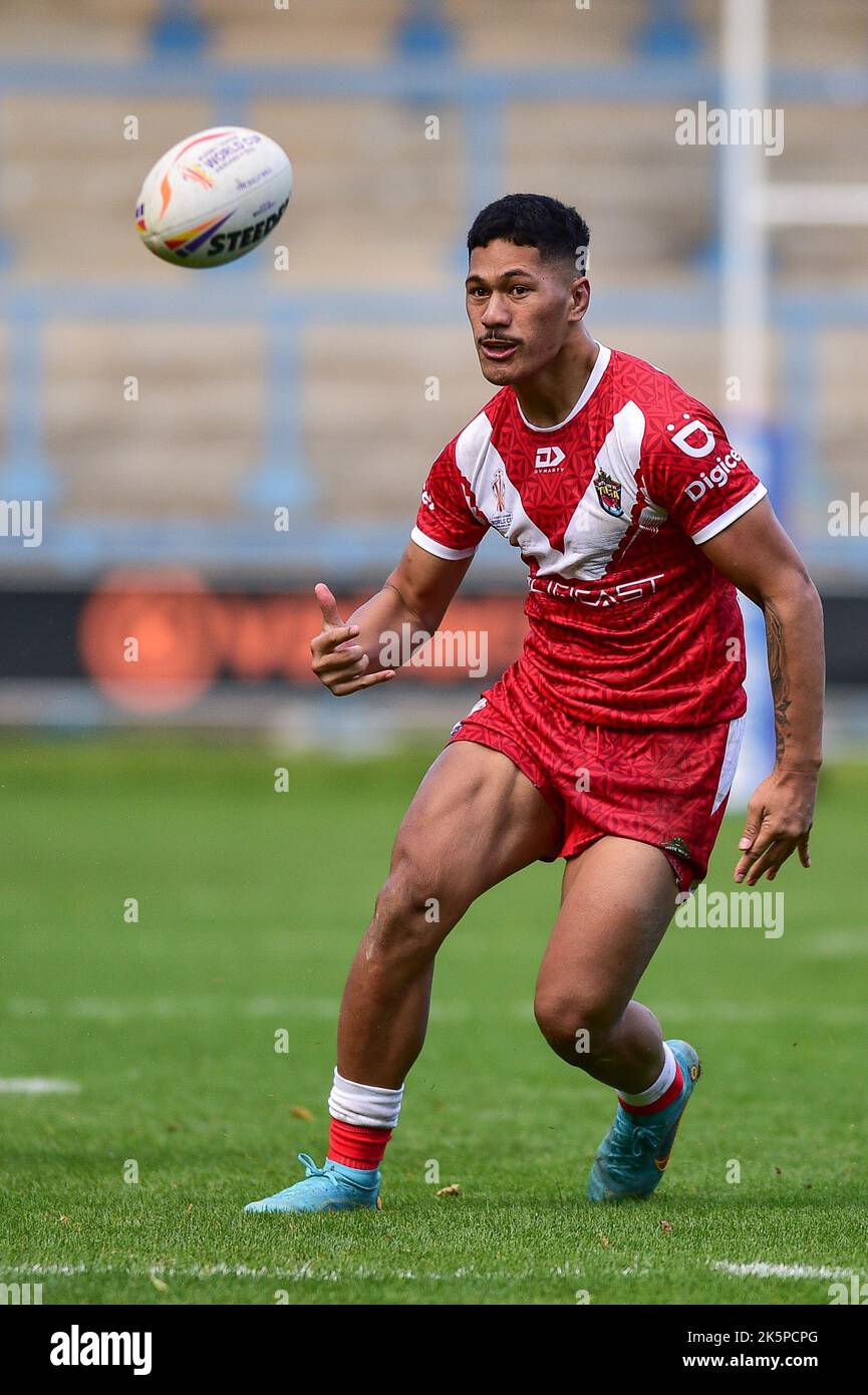 Halifax, England -8th October 2022 - Junior Amone of Tonga in action ...