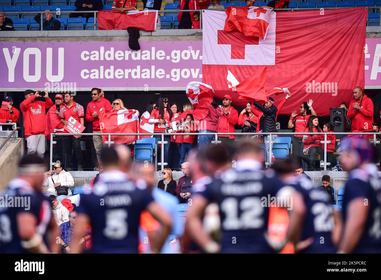 Halifax, England -8th October 2022 - Tonga fans celebrate, Rugby League ...