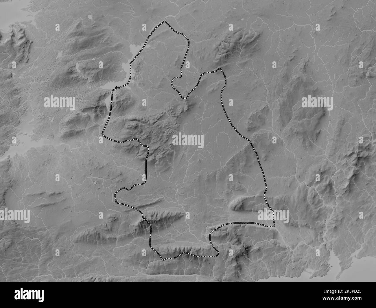 Tipperary, county of Ireland. Grayscale elevation map with lakes and ...