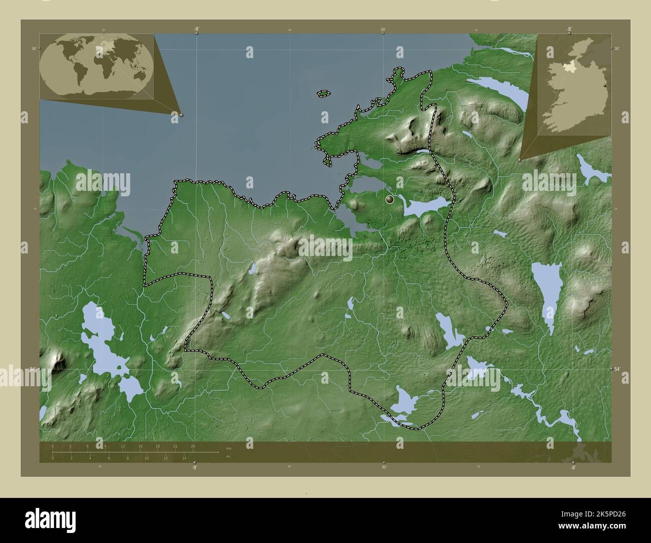 Sligo, county of Ireland. Elevation map colored in wiki style with ...