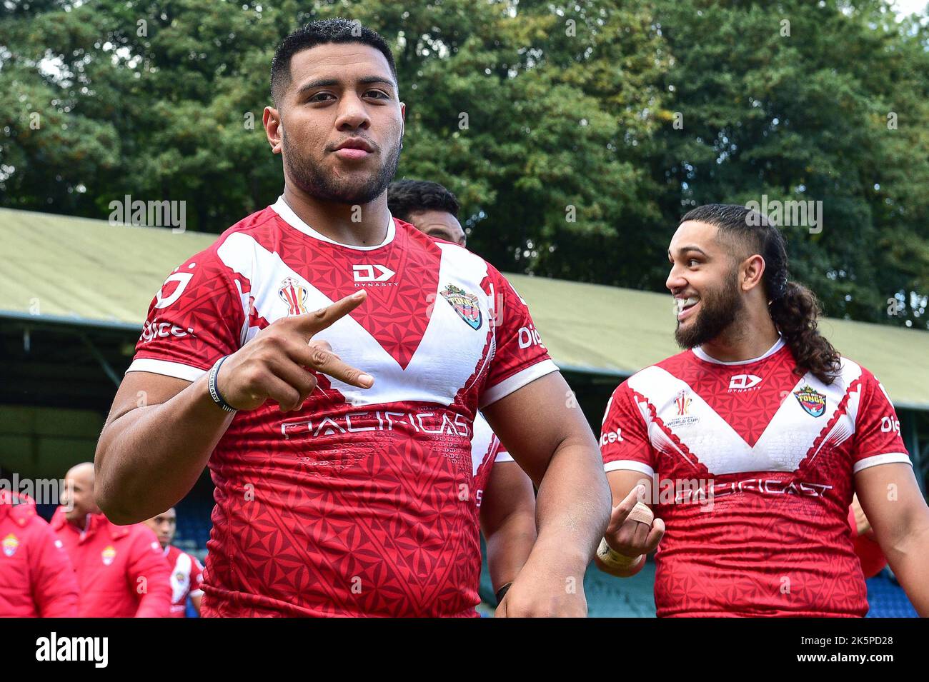 Halifax, England -8th October 2022 - Tonga team acknowledge support ...
