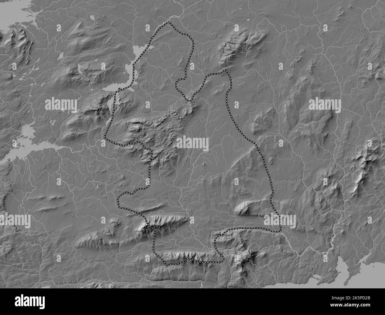 Tipperary, county of Ireland. Bilevel elevation map with lakes and ...