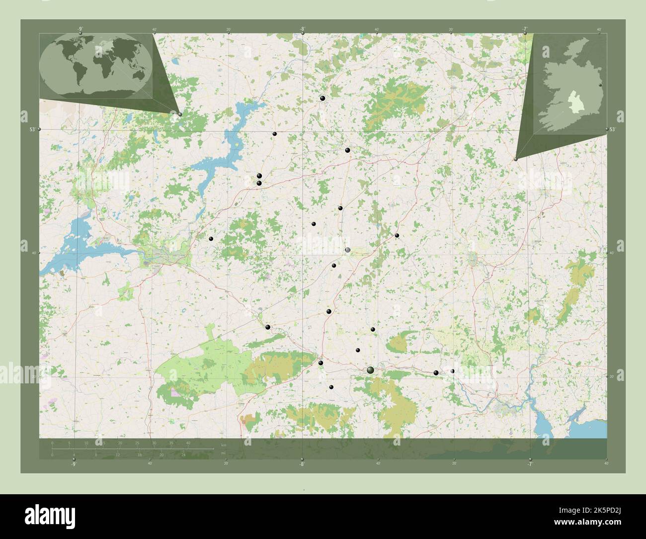 Tipperary, county of Ireland. Open Street Map. Locations of major ...