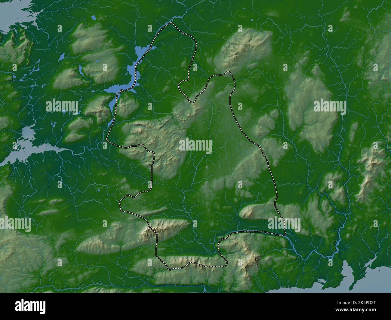 Tipperary, county of Ireland. Colored elevation map with lakes and ...