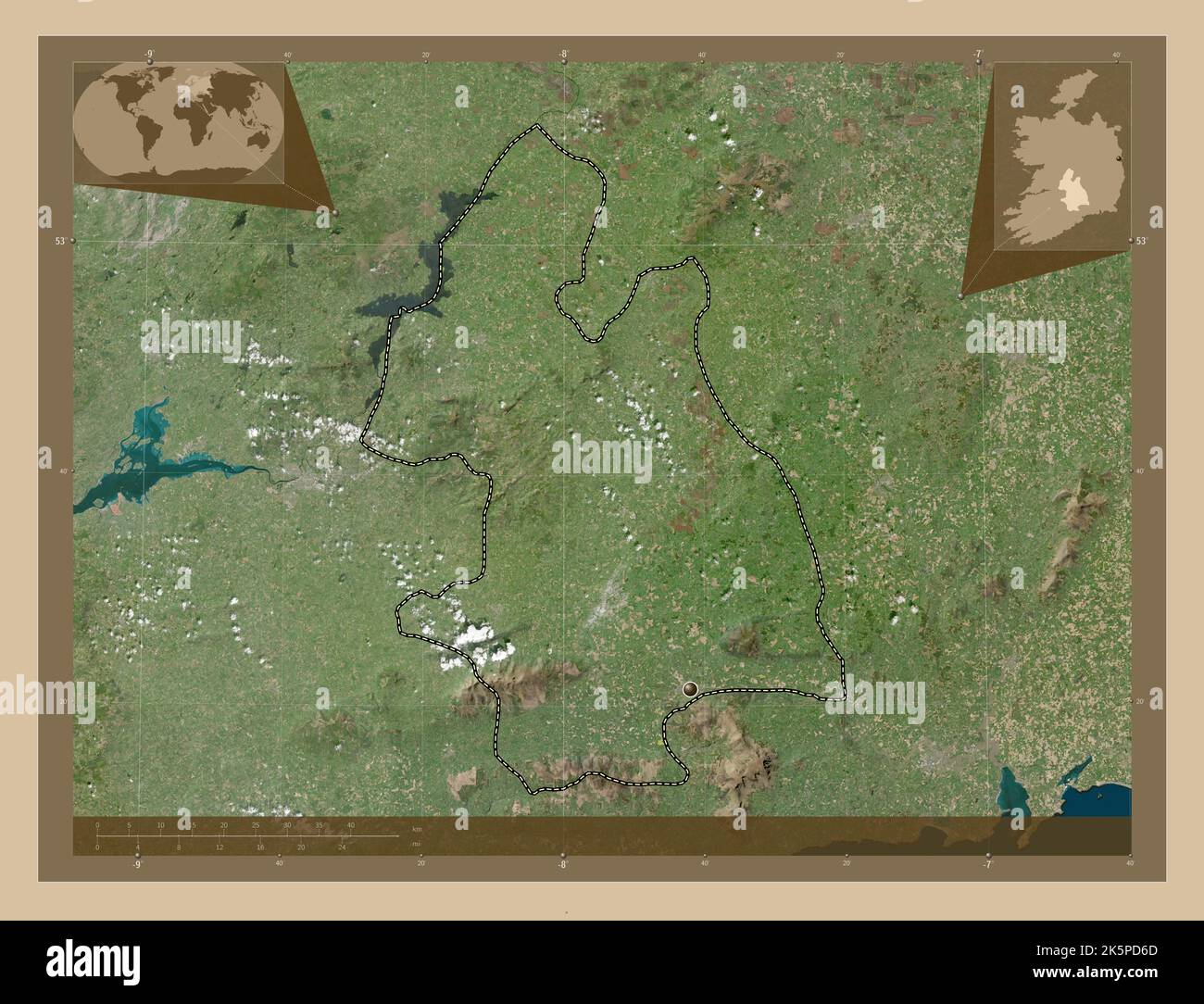 Tipperary, county of Ireland. Low resolution satellite map. Corner ...