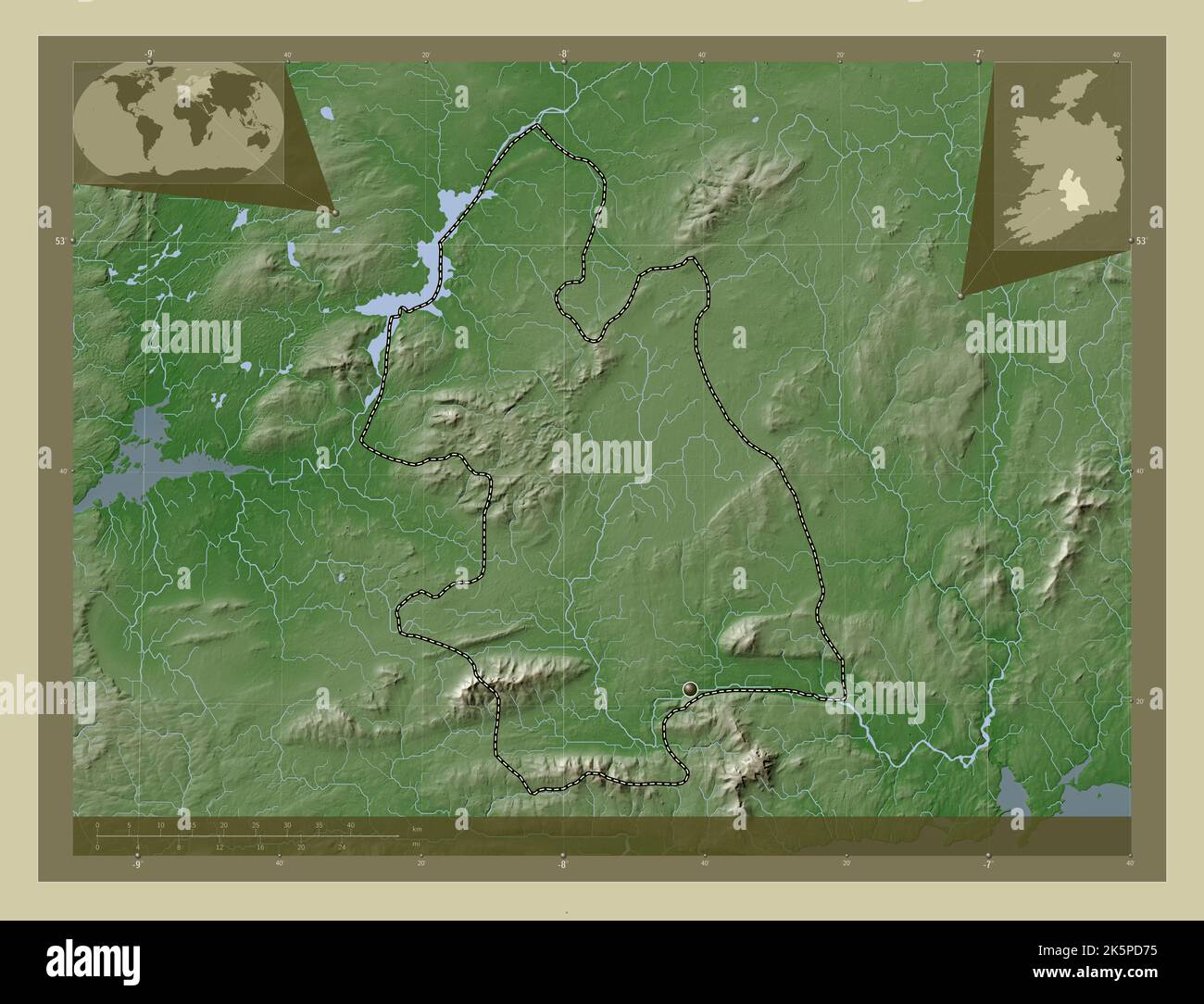 Tipperary, county of Ireland. Elevation map colored in wiki style with ...