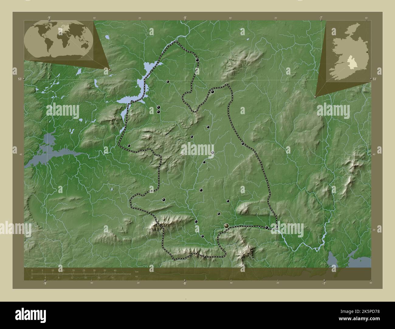 Tipperary, county of Ireland. Elevation map colored in wiki style with ...