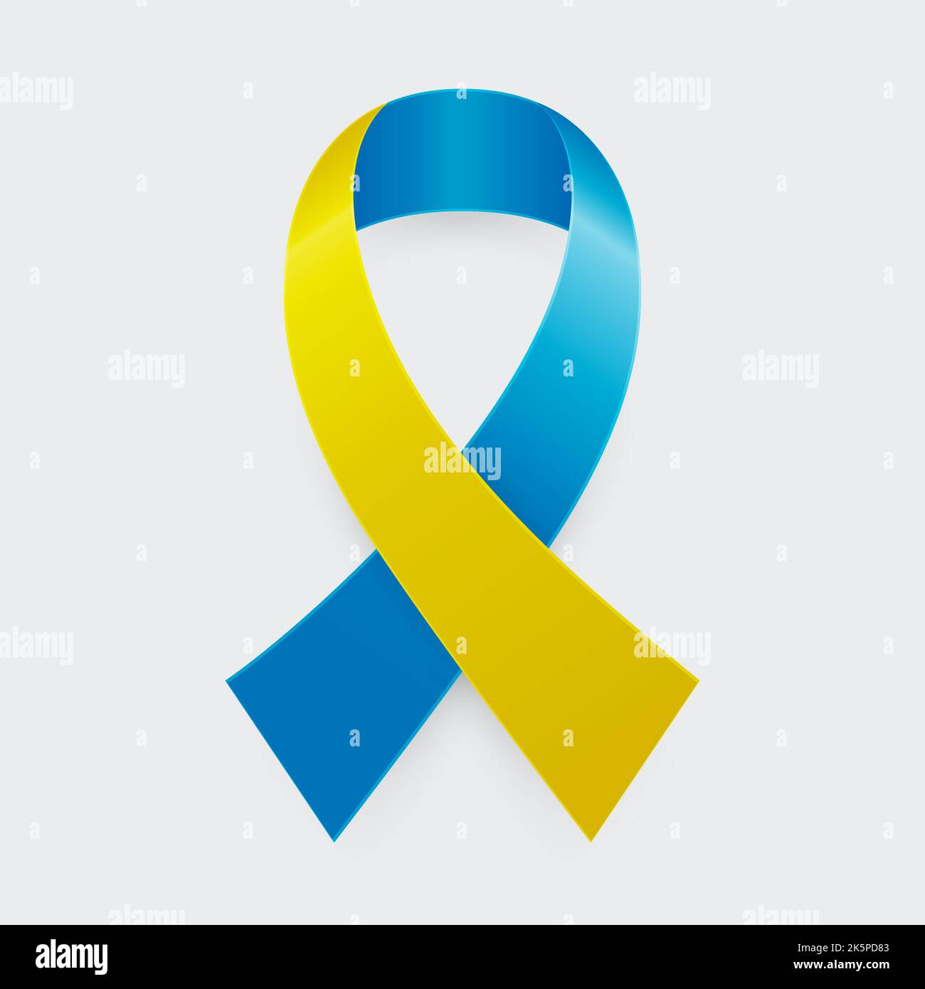 Vector 3d Realistic Yellow and Blue Ribbon Icon Closeup Isolated on ...