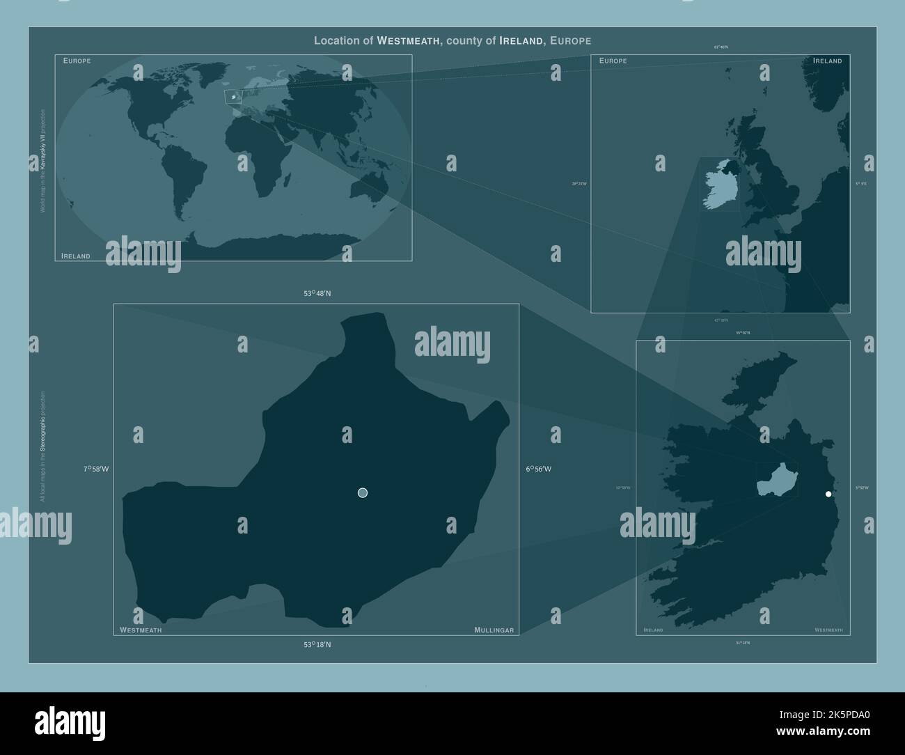 Westmeath, county of Ireland. Diagram showing the location of the ...
