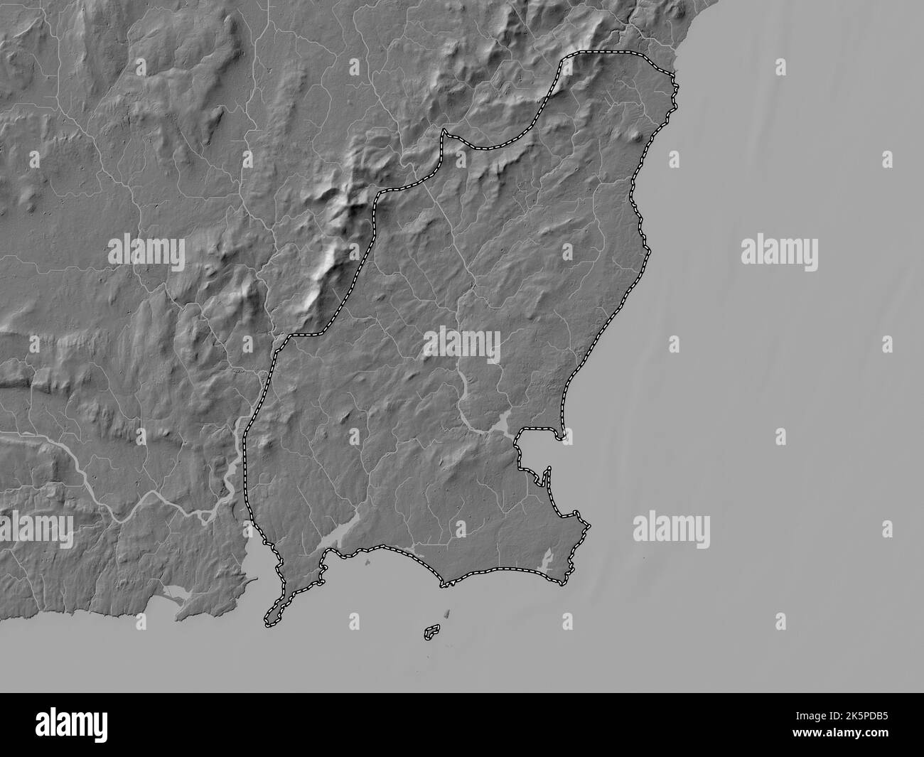 Wexford, county of Ireland. Bilevel elevation map with lakes and rivers ...
