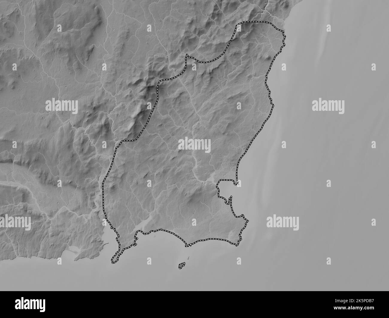 Wexford, county of Ireland. Grayscale elevation map with lakes and ...