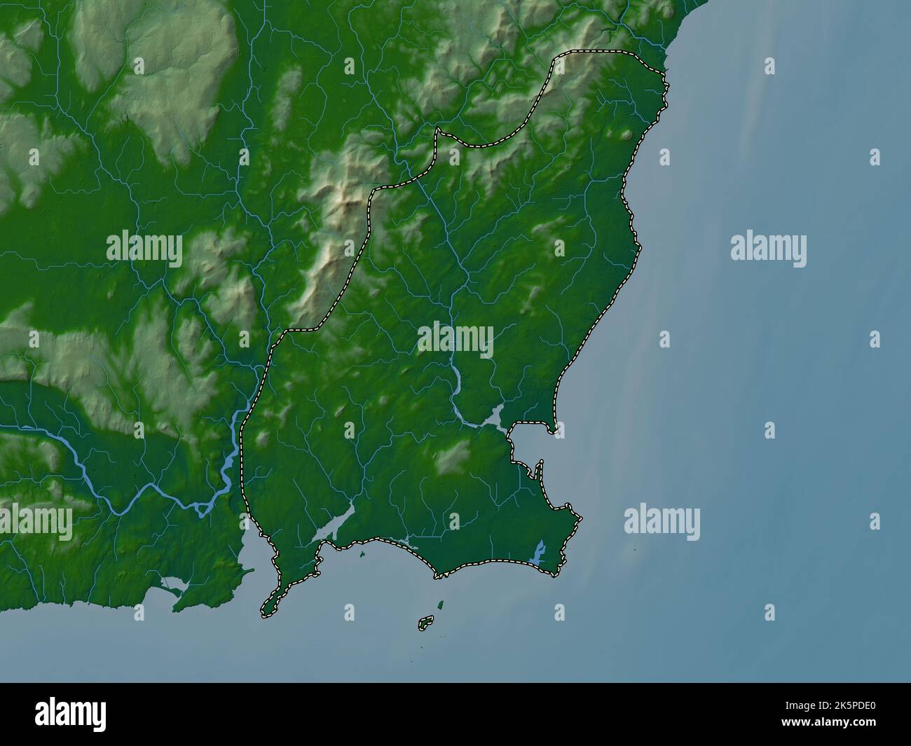 Wexford, county of Ireland. Colored elevation map with lakes and rivers ...