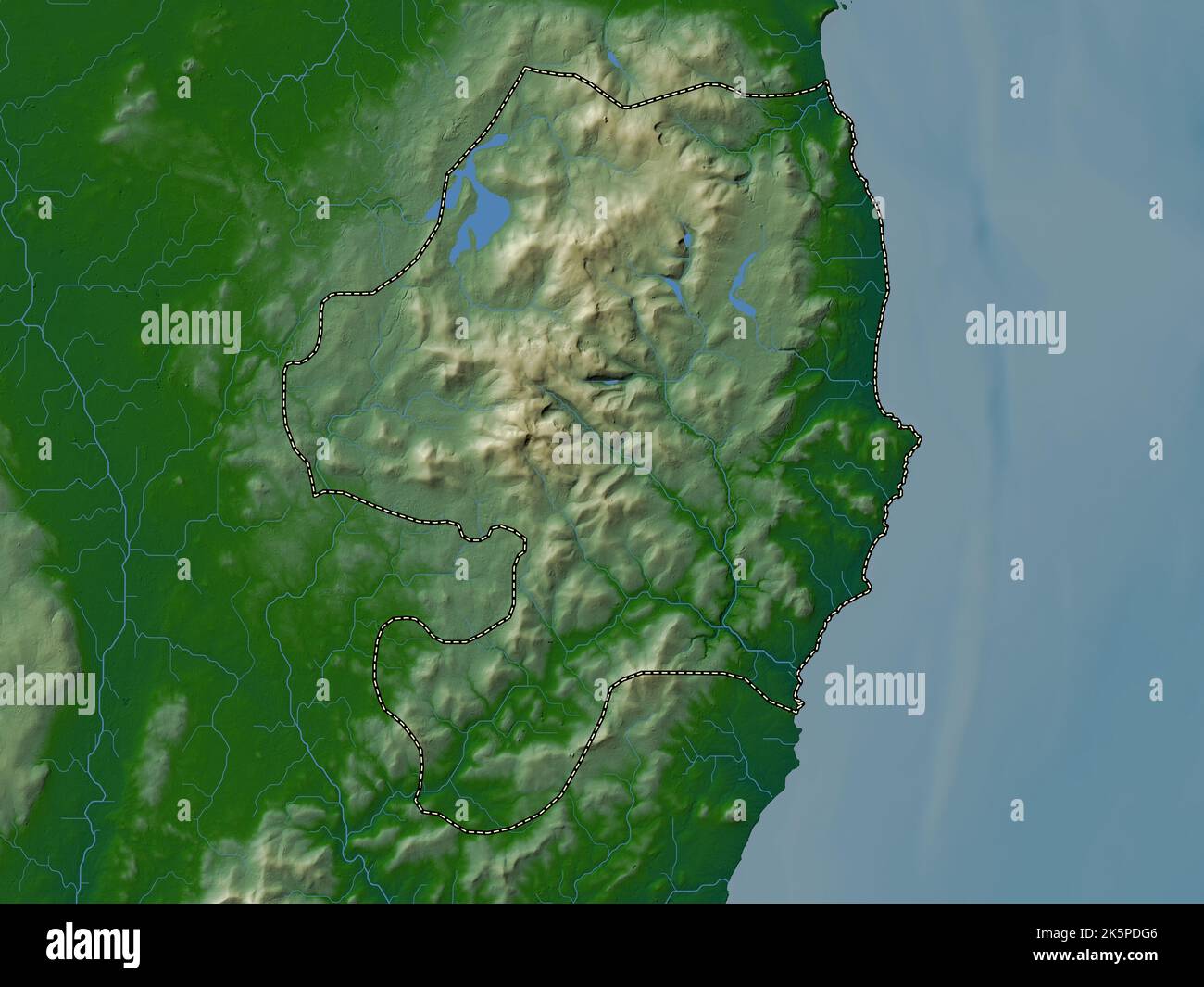 Wicklow, county of Ireland. Colored elevation map with lakes and rivers ...