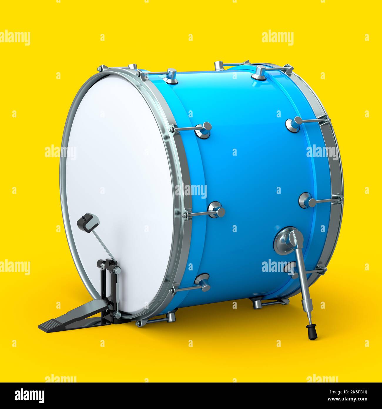 Realistic drum with pedal on yellow background. 3d render concept of ...