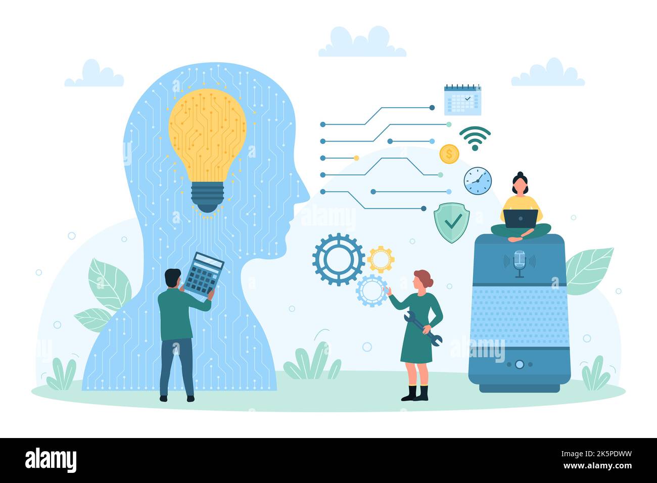 Internet of things, AI technology and software vector illustration ...