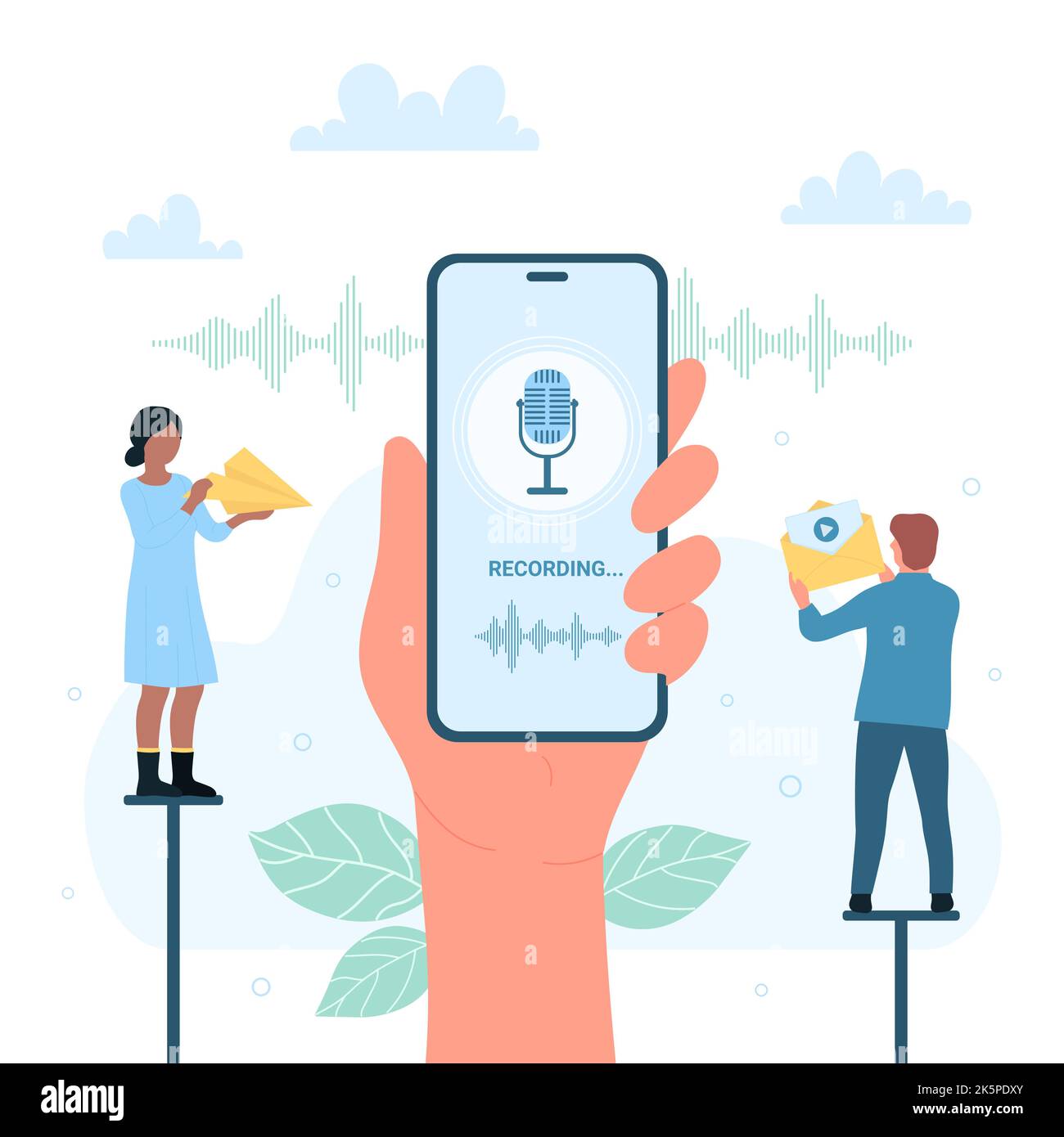 Audio record and voicemail mobile app in phone vector illustration ...