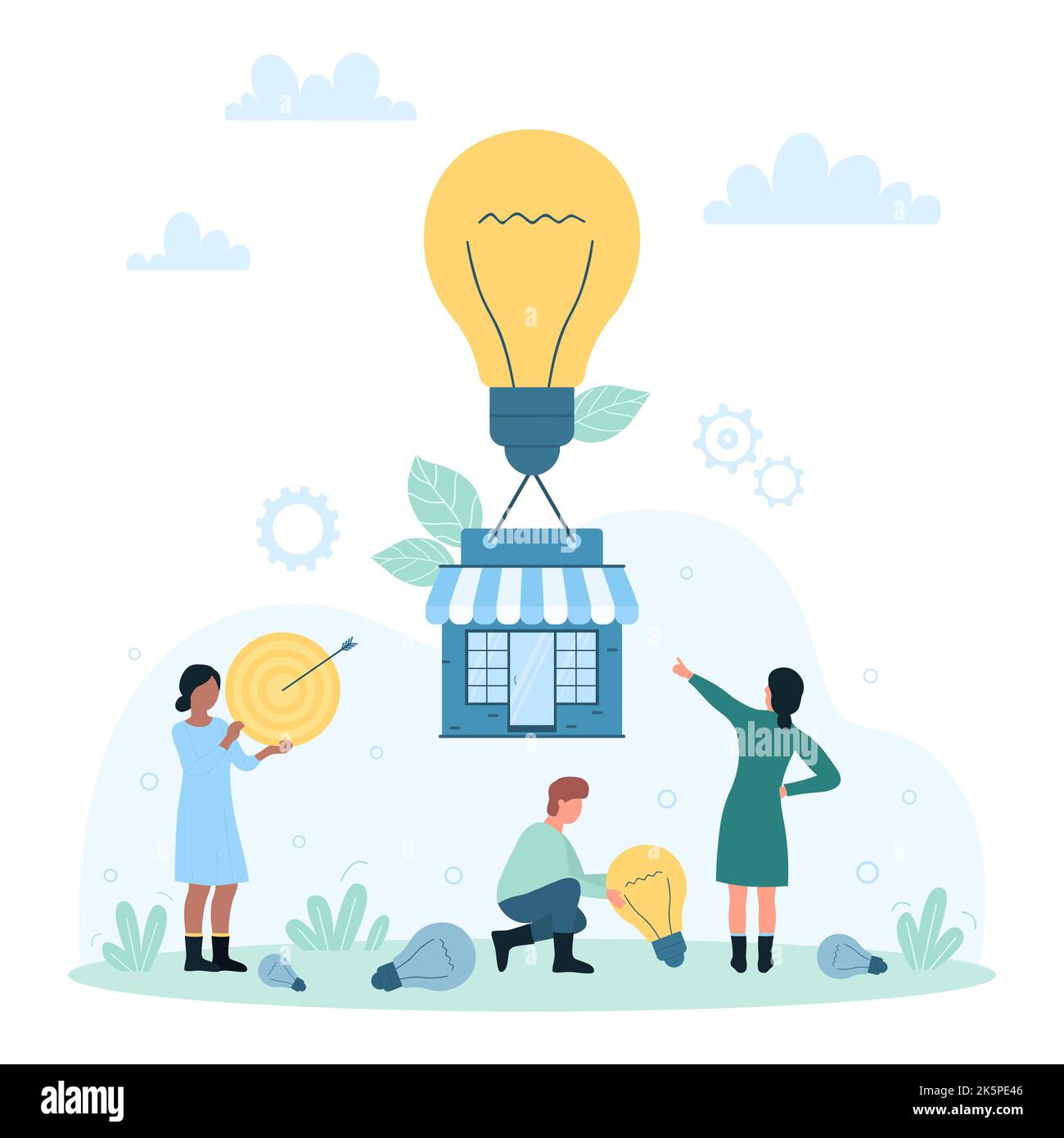 Business development through creative ideas, imagination vector ...