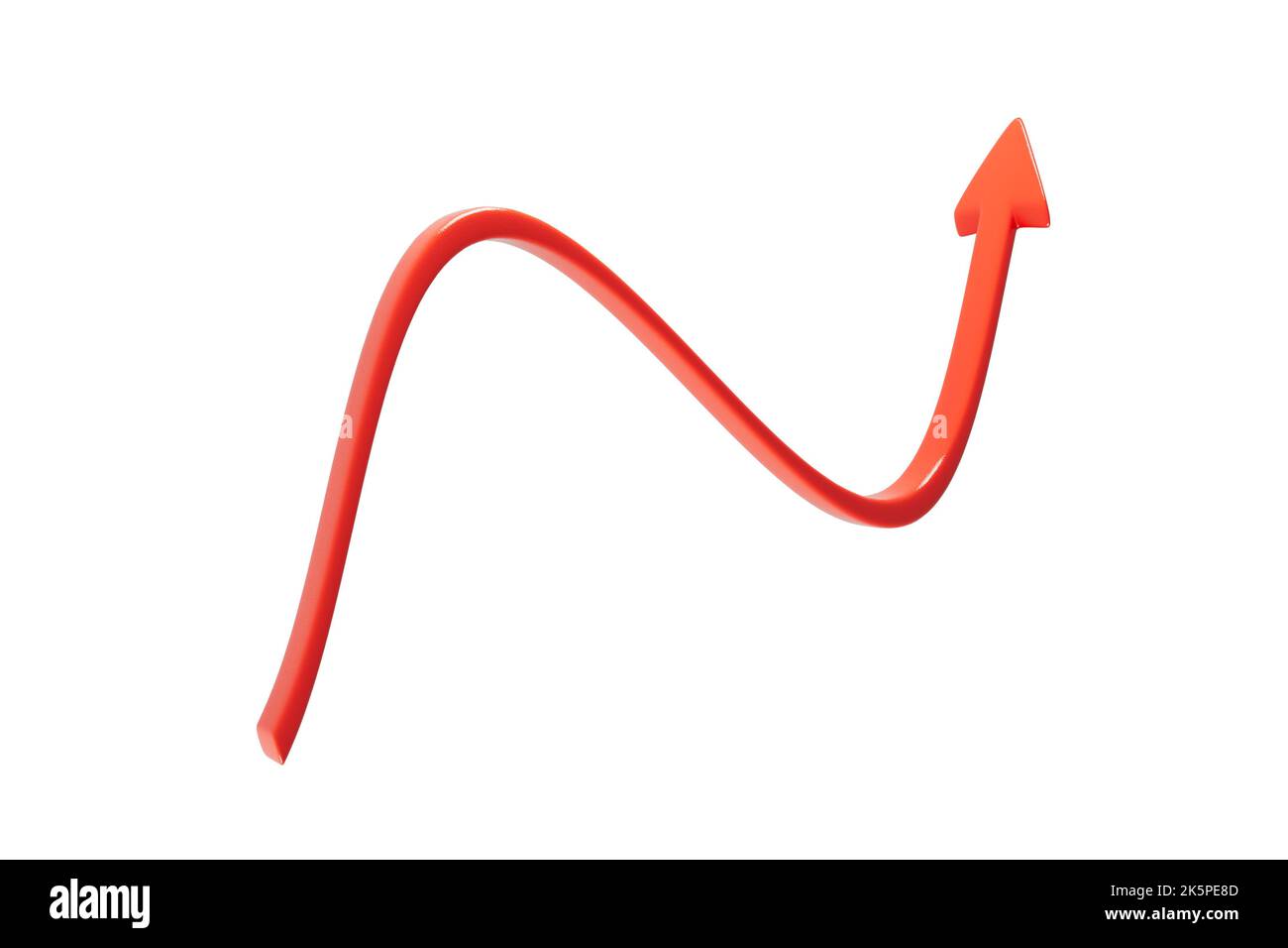 Red arrow wave graph on white background 3d render Stock Photo - Alamy