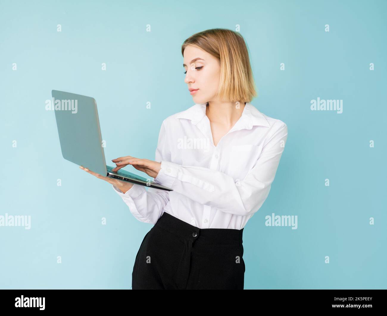 Business research. Office woman. Project development. Concentrated lady ...