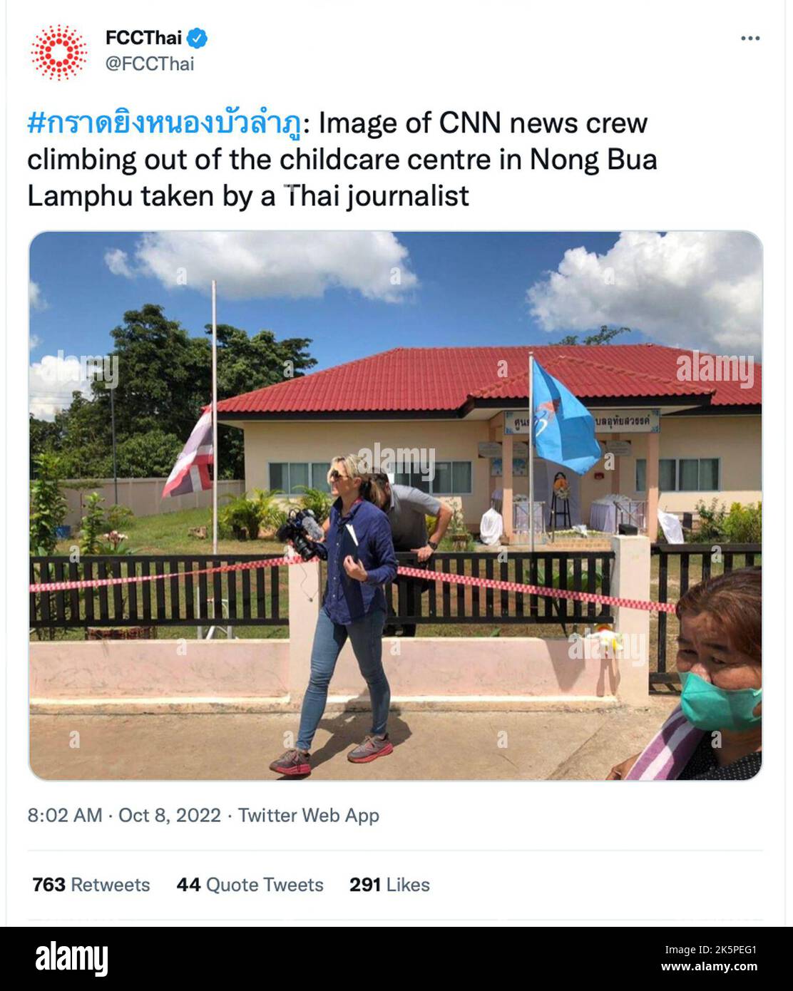 October 9, 2022: @FCCThai tweet shows an image of CNN journalists ANNA ...