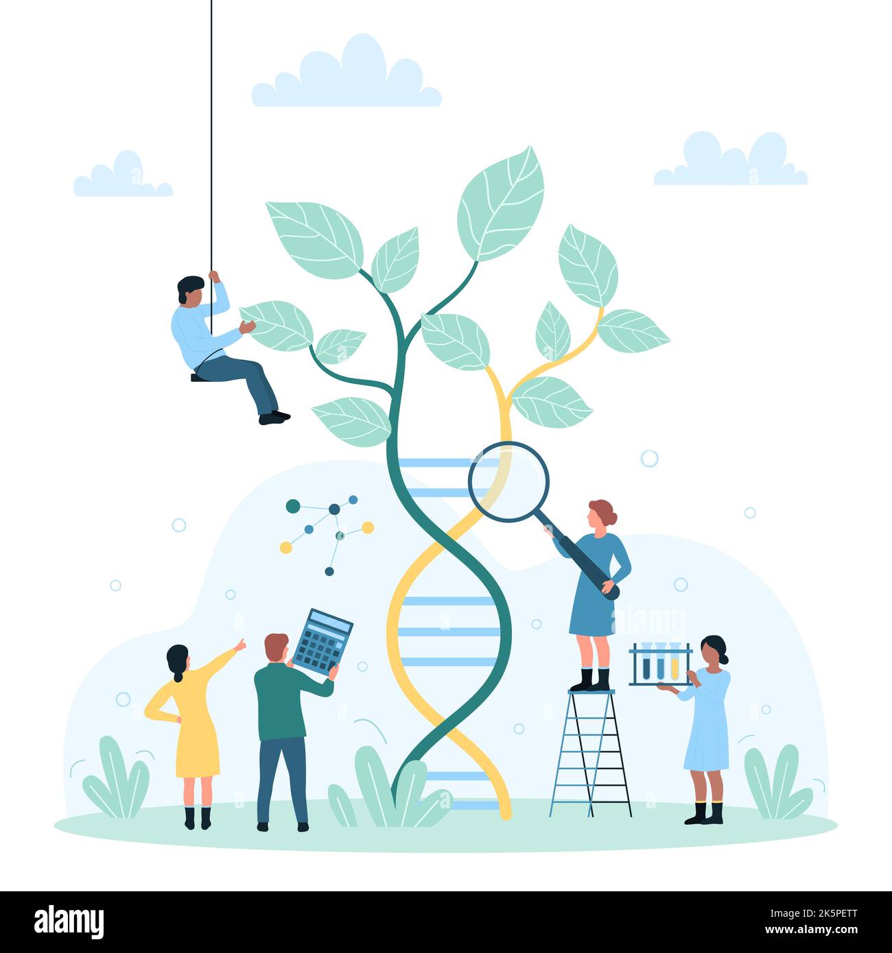 Genetic research and science discovery of chromosomes and genes vector ...