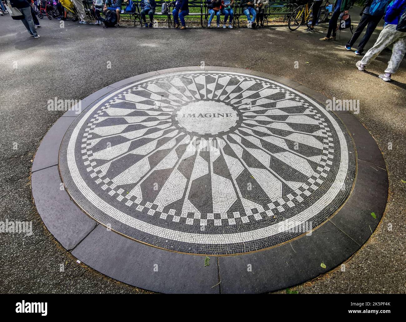 Mosaic of song "Imagine" in Strawberry Fields Memorial dedicated to the ...