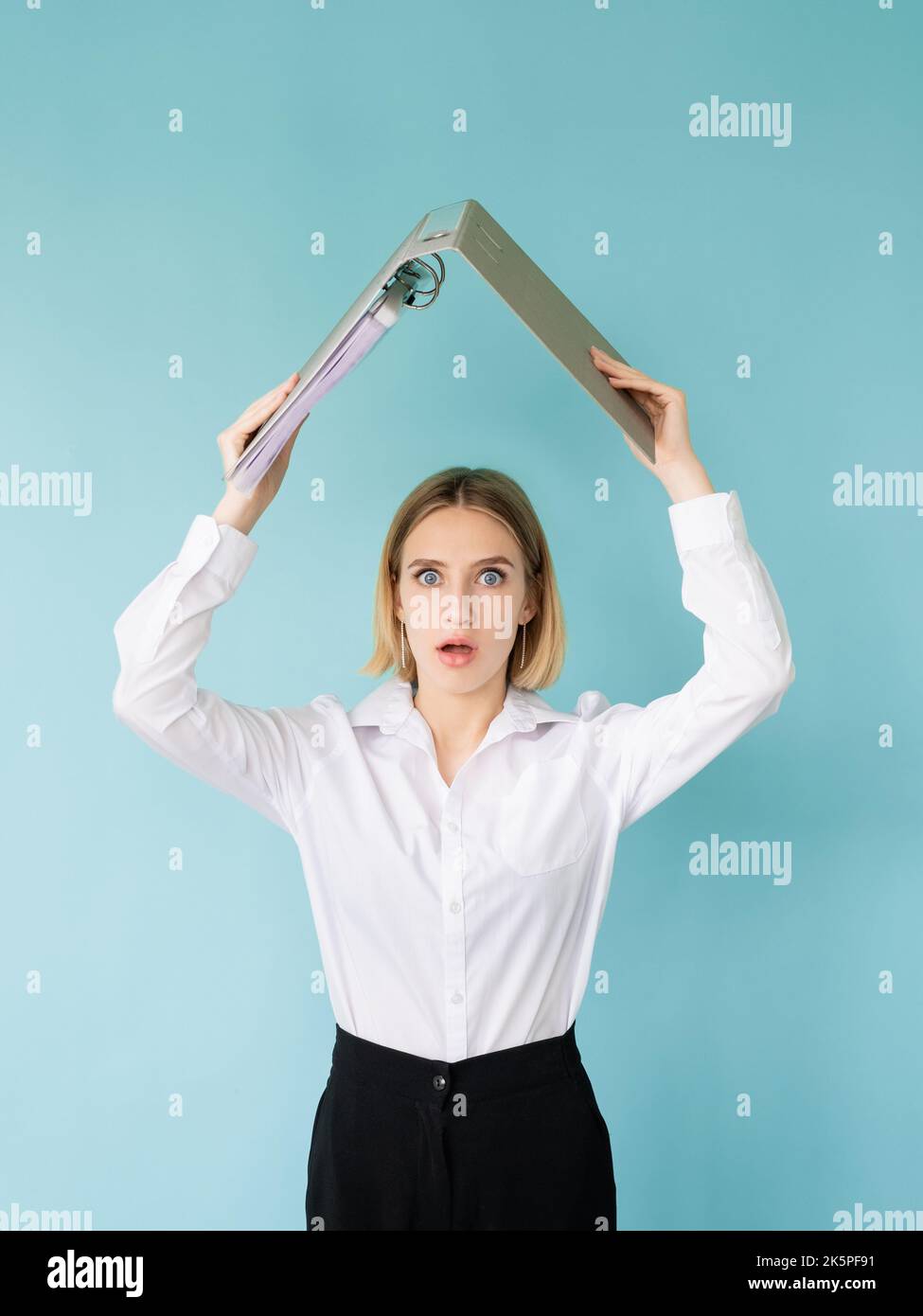 Unexpected situation. Shocked woman. Avoid problem. Stunning business ...