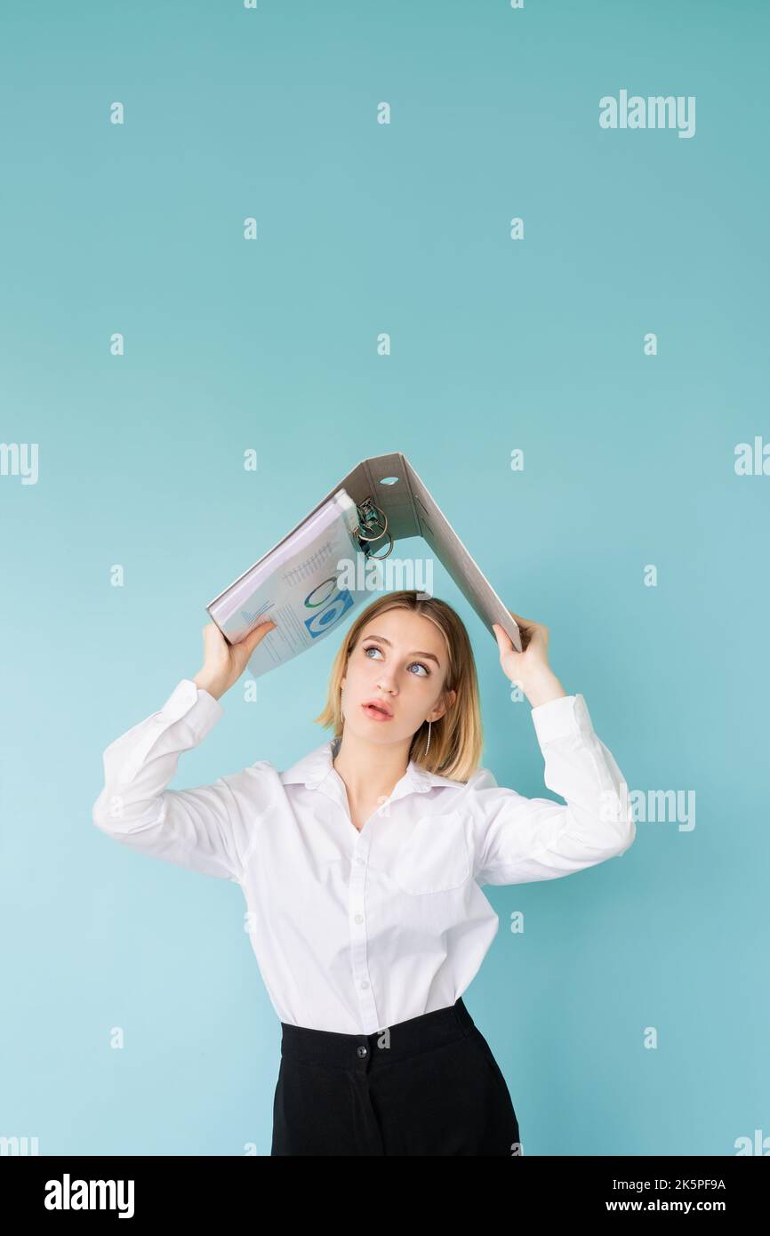 Project fail. Shocked woman. Hiding problem. Bad news. Stunning ...