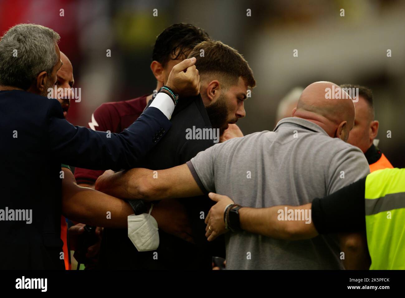 Salernitana supporters invade the pitch during the Serie A football ...