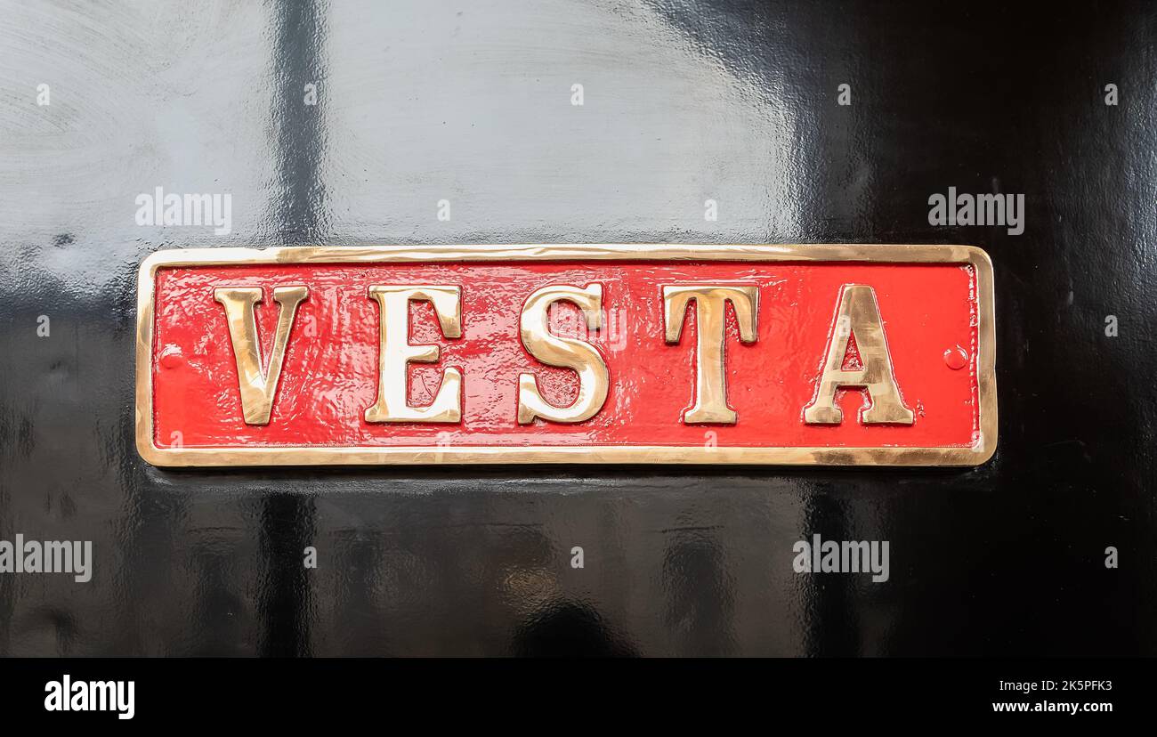 Steam locomotive, 'Vesta' name plate - built by Hudswell Clarke & Co ...