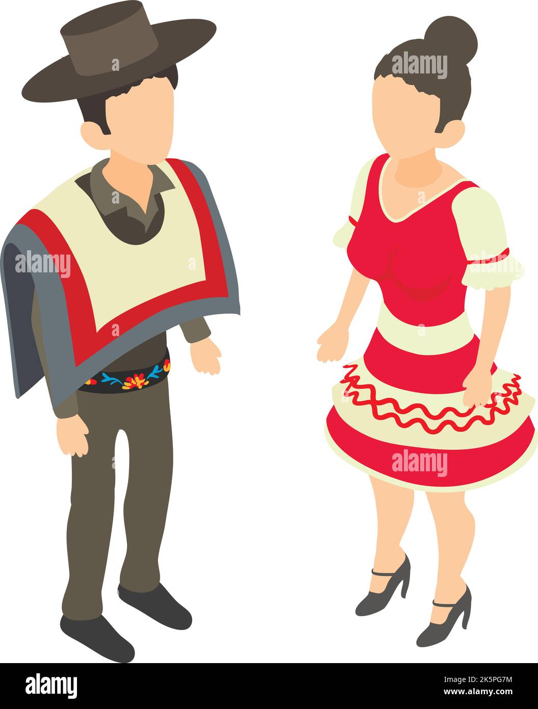Traditional clothing icon isometric vector. Portuguese couple in ...