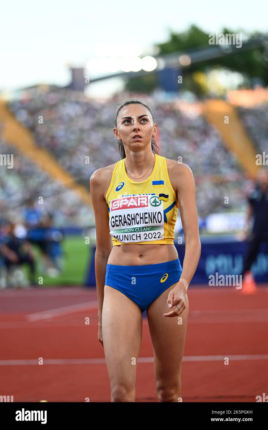 Iryna Gerashchenko participating in the High Jump of the European Athletics Championships in ...