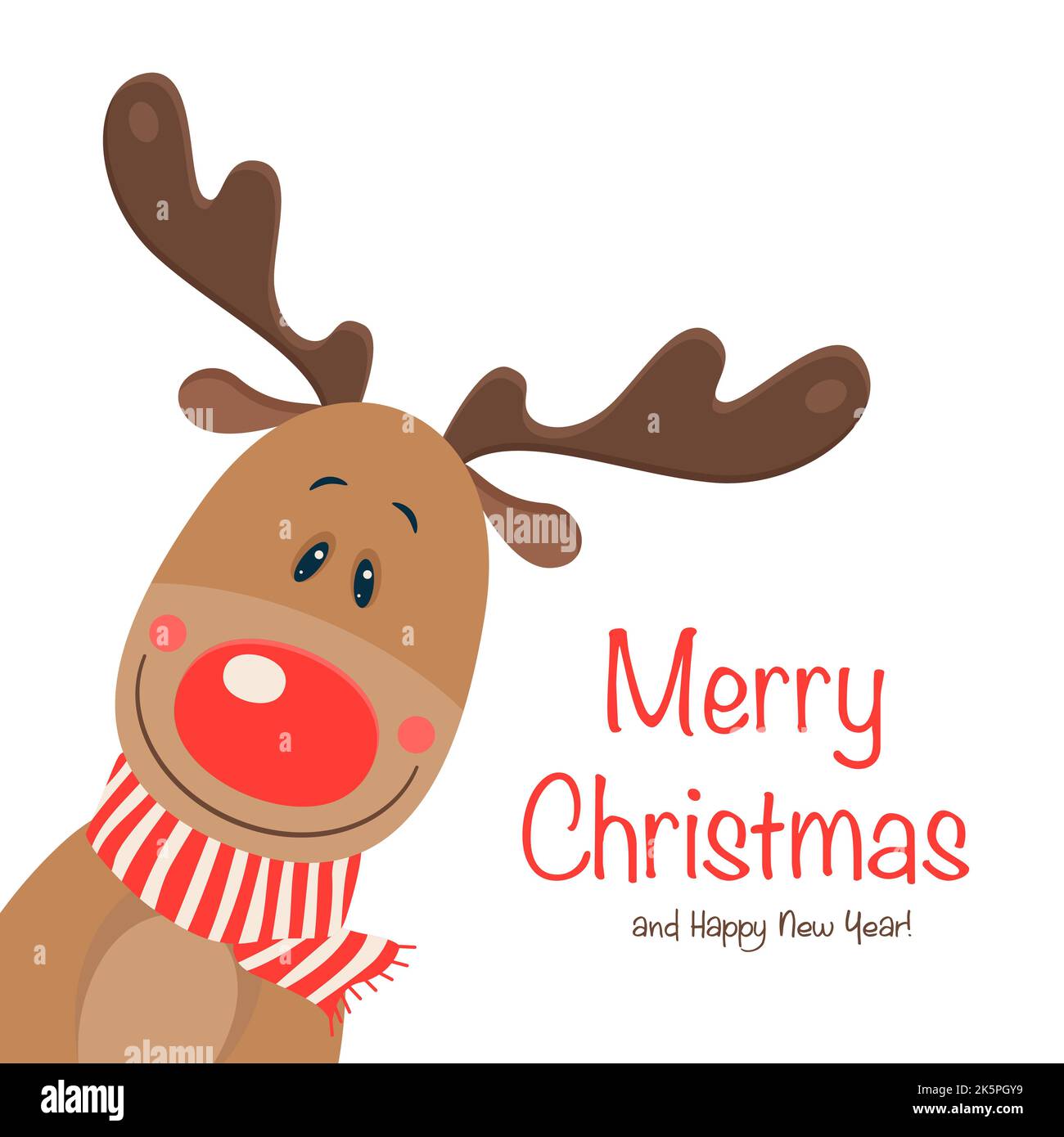 Vector Cute And Funny Christmas Deer Cartoon Christmas Reindeer Design Template For New Year