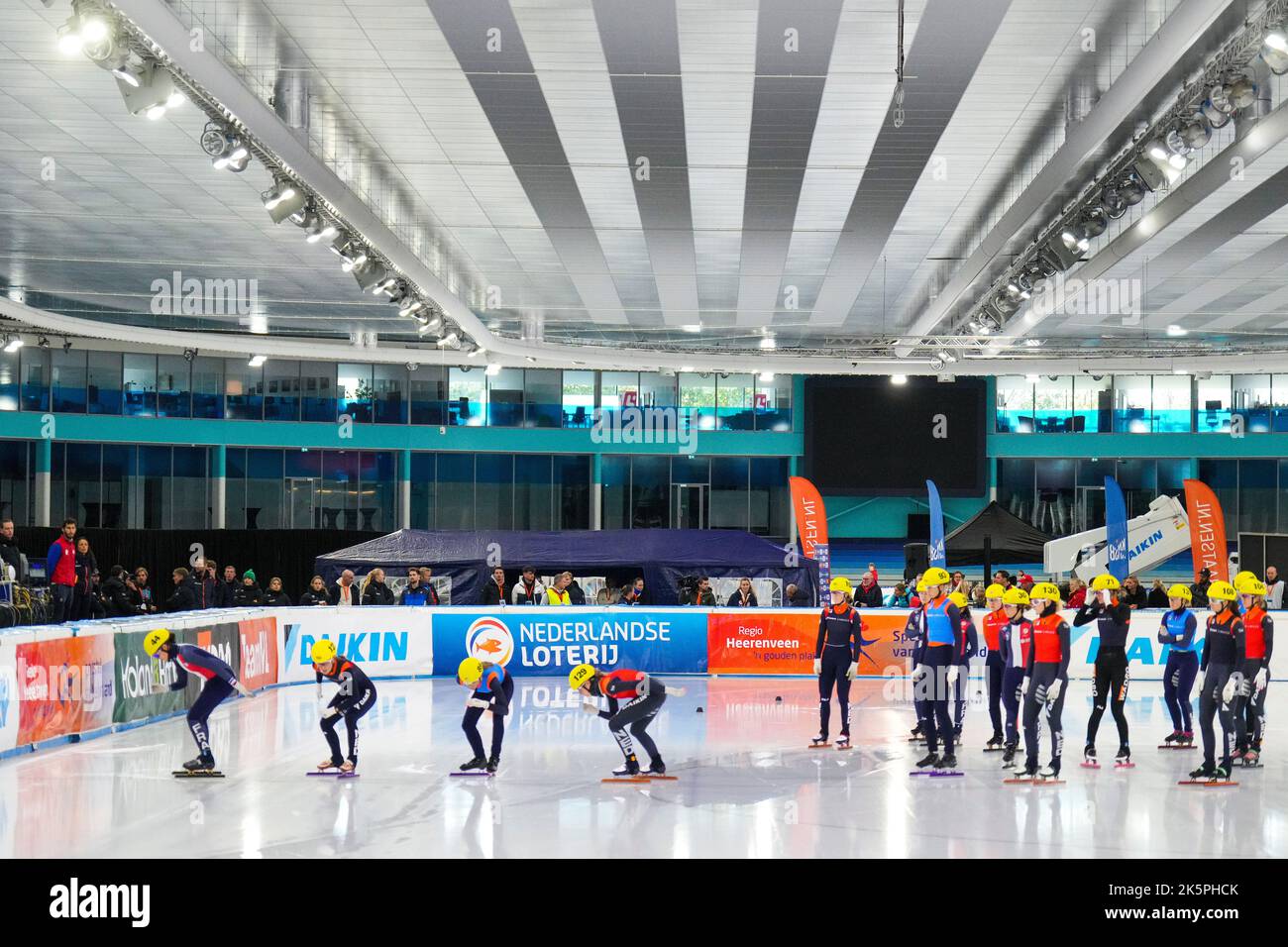HEERENVEEN, NETHERLANDS - OCTOBER 9: Start mixed relay competing during ...