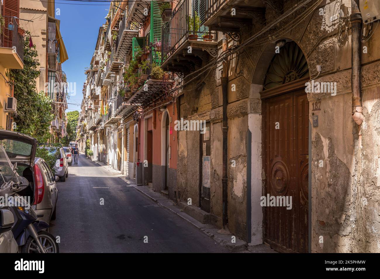 Palermo, Sicily, Italy - July 6, 2020: Typical Italian street and ...